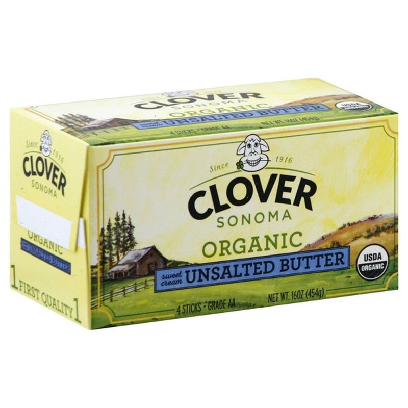 Clover Sonoma Organic Butter Quarters Unsalted (1 lb) - Instacart