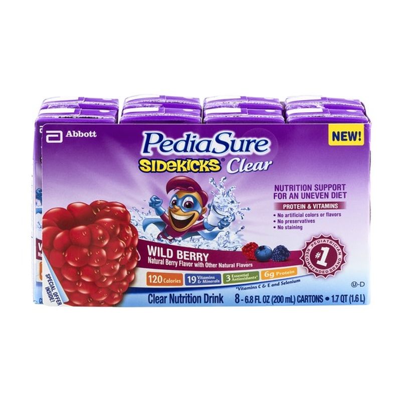 PediaSure Sidekicks Clear Nutrition Drink Wild Berry - 8 CT (6.8 fl oz ...