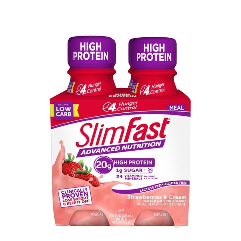Slim-Fast Meal Replacement Shake, Strawberries & Cream, High Protein ...