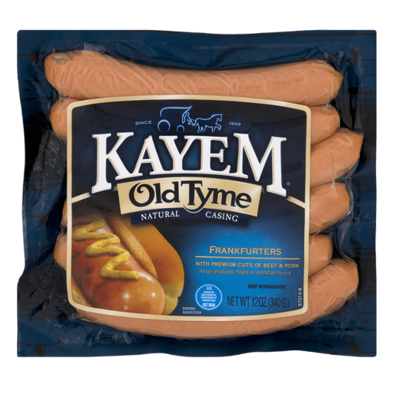 Kayem Frankfurters, Beef & Pork, Natural Casing (12 oz) - Instacart