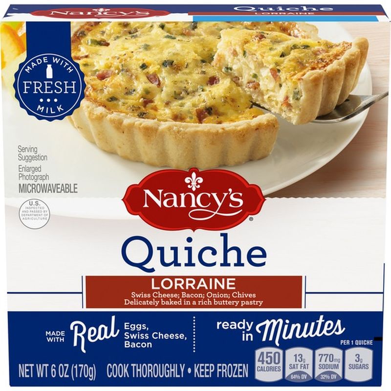 Nancy's Lorraine Quiche with Eggs, Swiss Cheese, Bacon, Onion & Chives ...