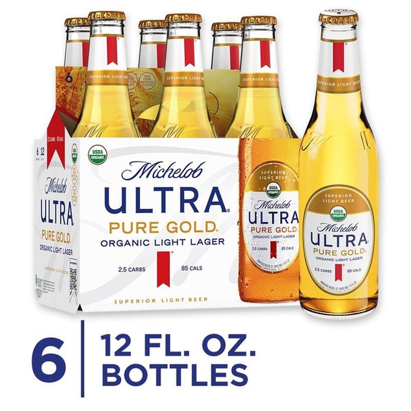 Michelob Ultra Pure Gold Organic Light Lager Beer Bottles 12 Fl Oz