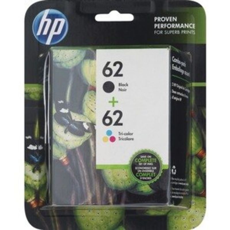 HP Ink Cartridges, Original, 62 Black + 62 Tri-Color, Combo-Pack (2 ...