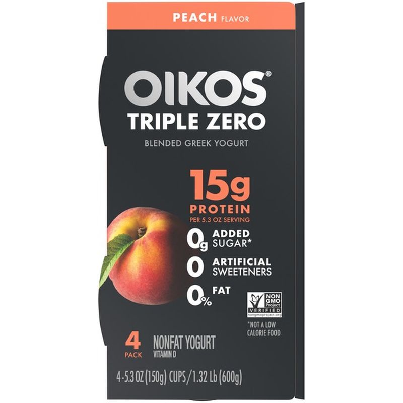 Oikos Triple Zero Peach Greek Yogurt 53 Oz From Giant Food Instacart