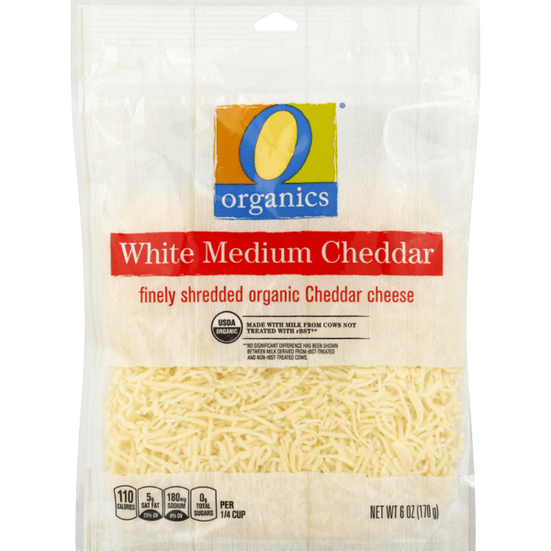 O Organics Cheese, Organic, Finely Shredded, White Medium Cheddar (6 oz ...