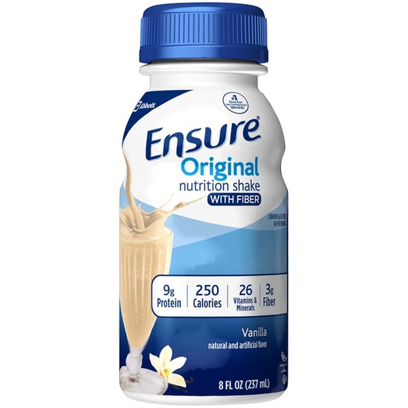 Ensure Original with Fiber Nutrition Shake Vanilla Ready to Drink Bottles (8 fl oz) - Instacart