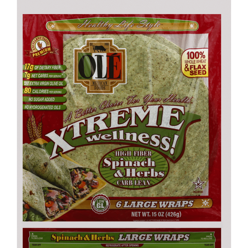 Olé Mexican Foods Wraps, Spinach & Herbs, Large (6 each) - Instacart