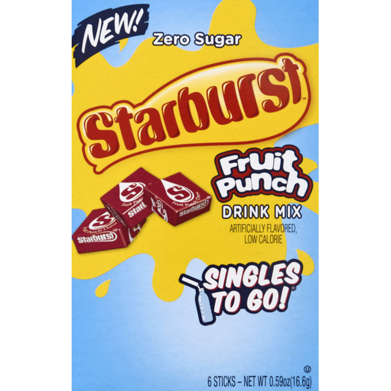 Starburst Drink Mix, Zero Sugar, Fruit Punch, Singles To Go! (6 each ...