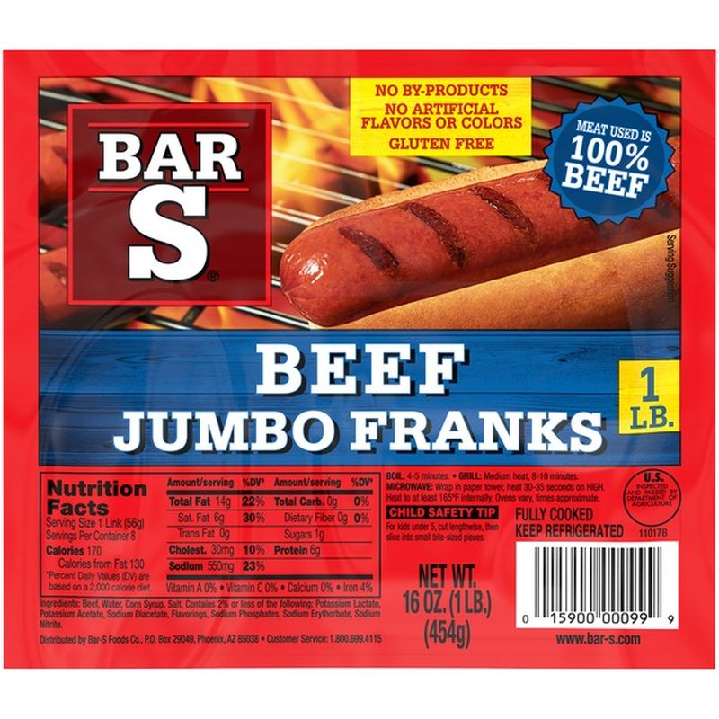 Bar-S Beef Jumbo Franks (16 oz) - Instacart