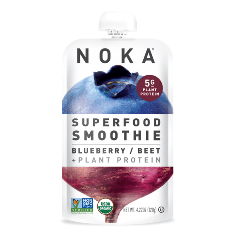 Noka Organic Superfood Fruit Smoothie Pouch, Blueberry Beet (4.22 oz ...