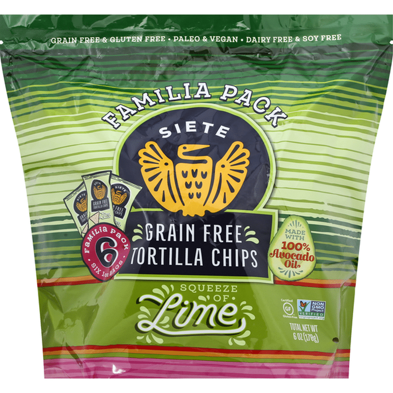 Siete Tortilla Chips, Grain Free, Lime, Familia Pack (6 each) - Instacart