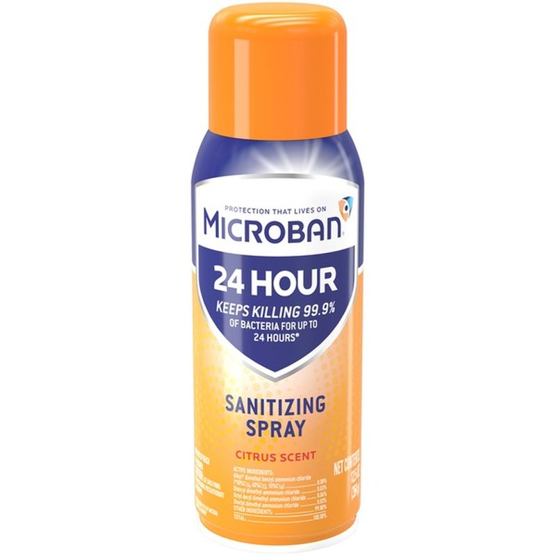 Microban 24 Hour Disinfectant Sanitizing Spray, Citrus Scent (12.5 oz ...