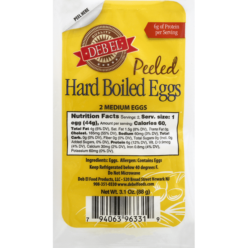 Deb El Eggs, Hard Boiled, Peeled, Medium (2 each) - Instacart
