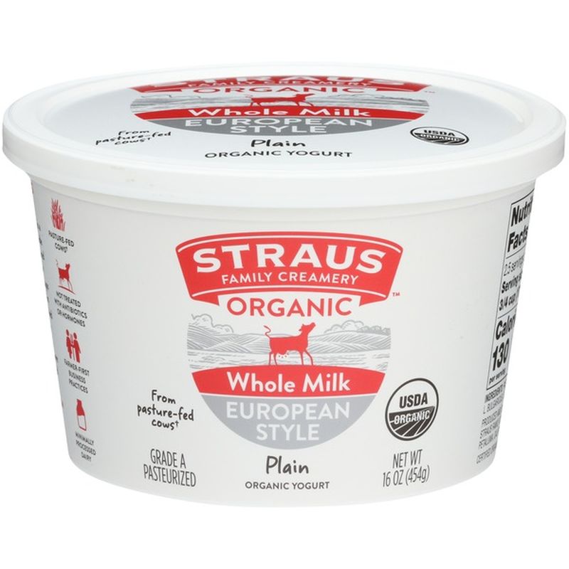 Straus Family Creamery Organic Whole Milk European Style Plain Yogurt ...