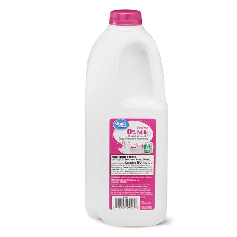 Great Value Fat Free 0 Milk 0 5 Gal Instacart