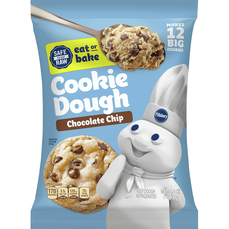 Pillsbury Ready To Bake Chocolate Chip Cookies, 12 Count (16 oz ...