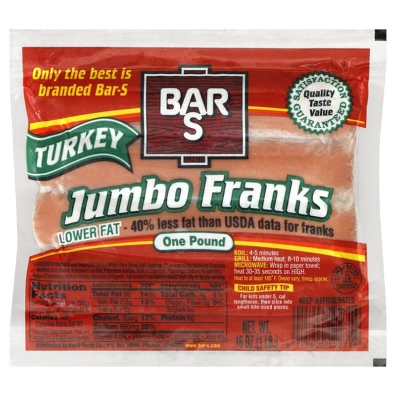 Bar-S Turkey Jumbo Franks (16 oz) - Instacart