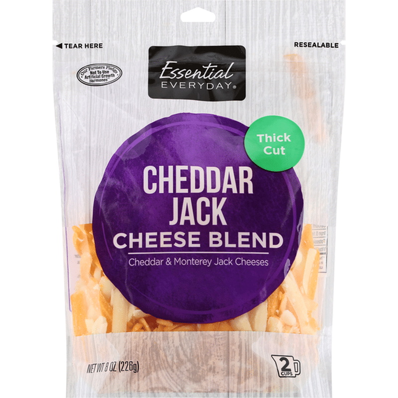 Essential Everyday Cheese Blend, Cheddar Jack, Thick Cut (8 oz) - Instacart