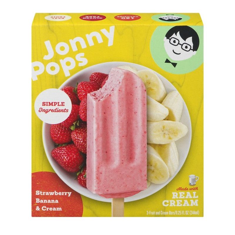 JonnyPops Fruit and Cream Bars Strawberry Banana & Cream (8.25 fl oz ...