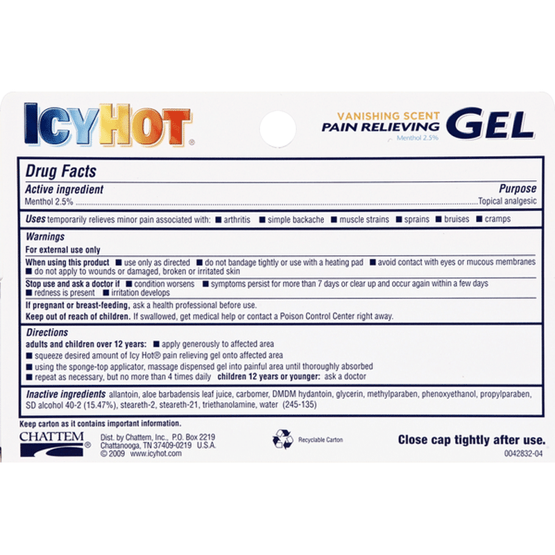 Icy Hot Pain Relieving Gel, Vanishing Scent (2.5 oz) Delivery or Pickup ...