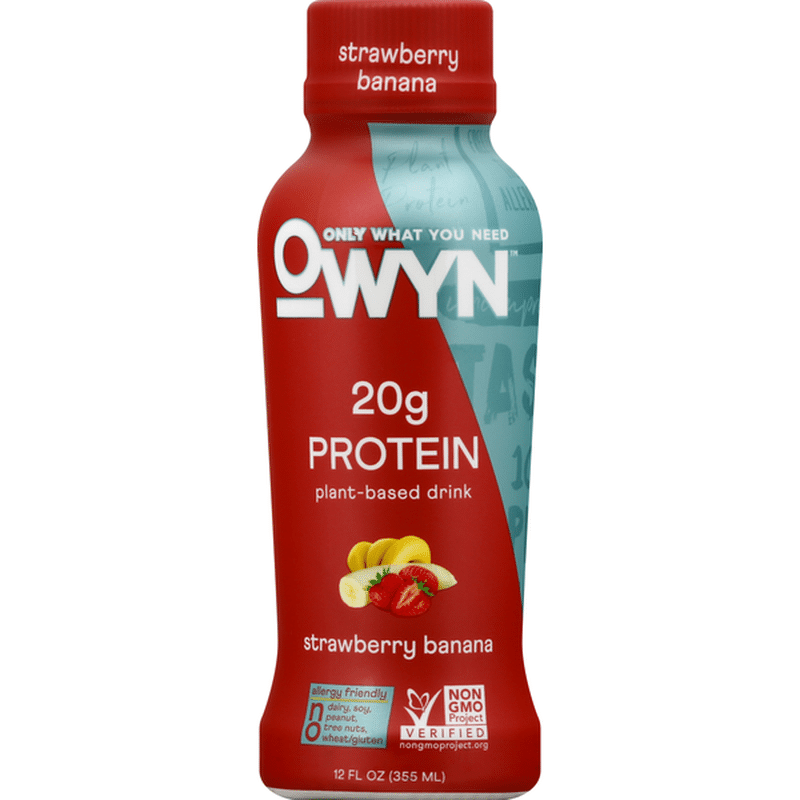 Owyn Protein Drink, Plant-Based, Strawberry Banana (12 oz) - Instacart