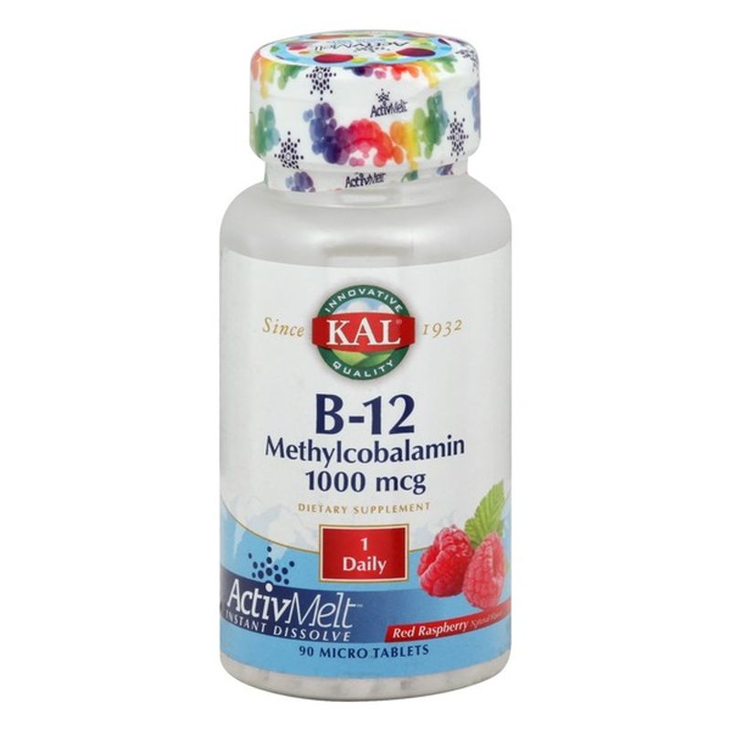 Kal Vitamin B-12, 1000 mcg, Micro Tablets, Red Raspberry (90 each ...