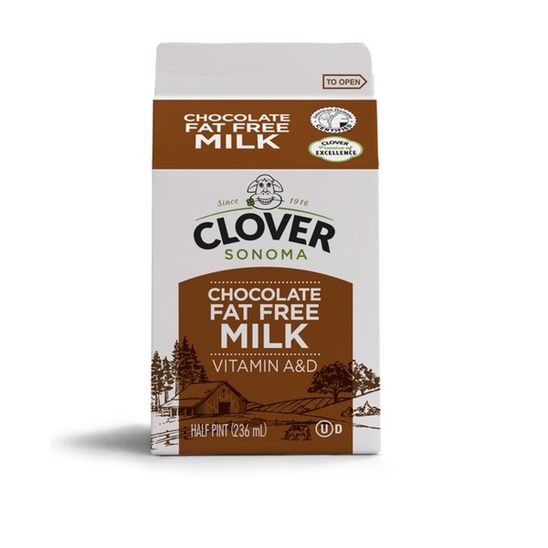 Clover Sonoma Conventional Fat Free Chocolate Milk Half Pint (8 oz ...