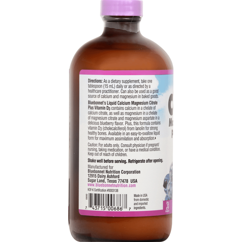 Bluebonnet Calcium, Blueberry Flavor, Liquid (16 oz) - Instacart