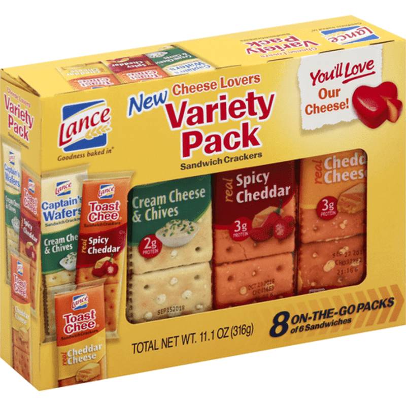 Lance Cheese Lovers Sandwich Crackers Variety Pack (11.14 oz) - Instacart