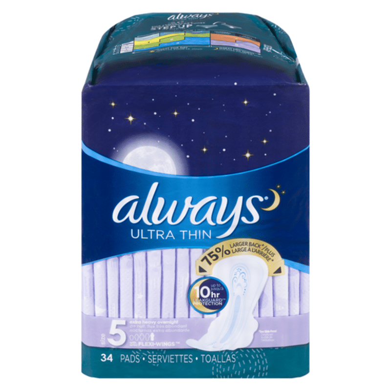 Always Ultra Thin Extra Heavy Overnight Pads (34 ct) - Instacart