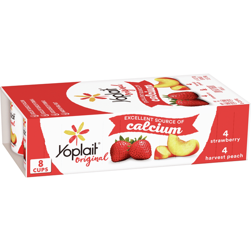 Yoplait Original Yogurt, Strawberry and Harvest Peach Variety Pack, 8 ...