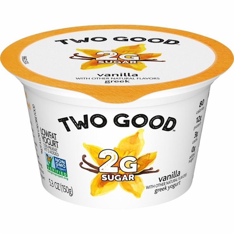 Good Brand Two Good Lowfat Lower Sugar Vanilla Greek Yogurt 5 3 Oz