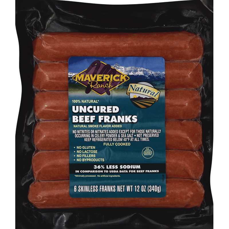 Maverick Ranch Franks, Beef, Skinless, Uncured (6 each) - Instacart
