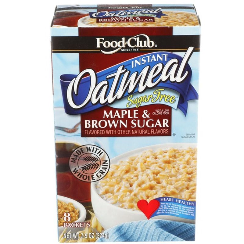 Food Club Sugar Free Maple & Brown Sugar Instant Oatmeal (7.9 oz ...