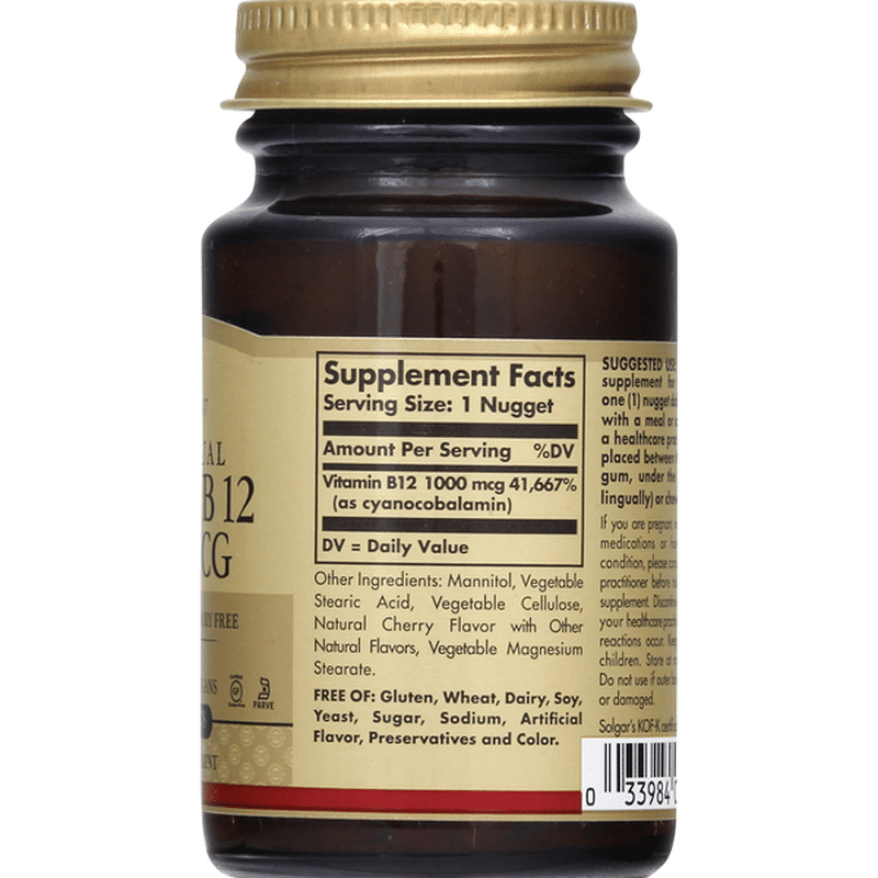 Solgar Vitamin B12, Sublingual, 1000 mcg (100 each) - Instacart