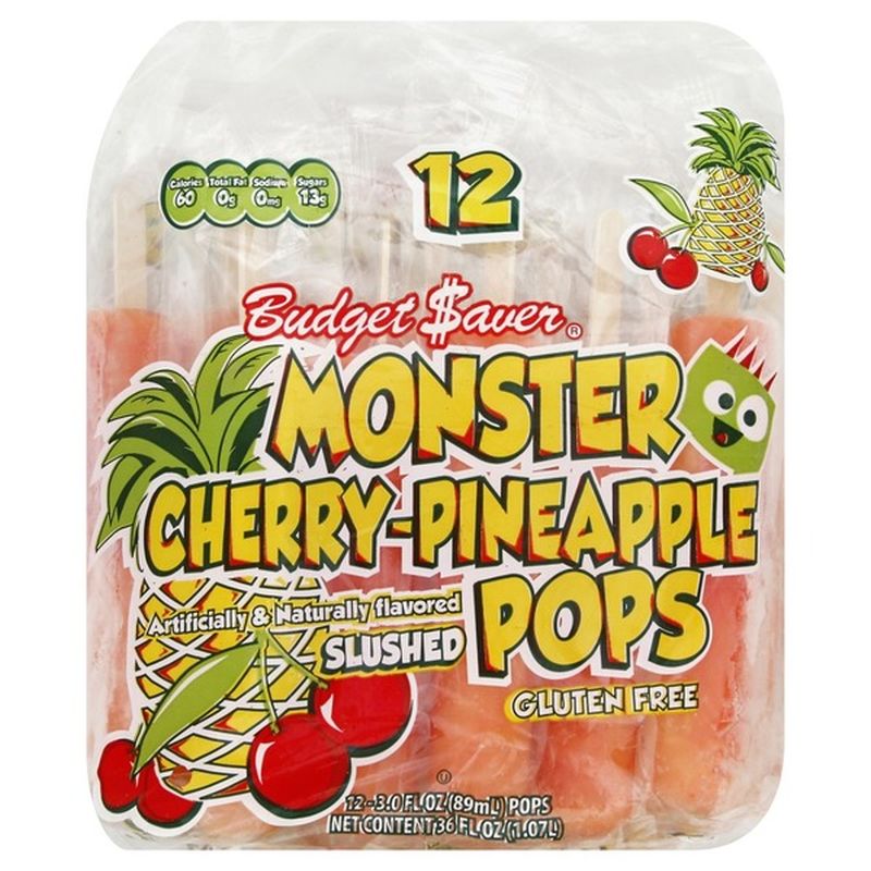 Budget Saver Monster Pops Slushed Cherry-Pineapple (12 ct) - Instacart