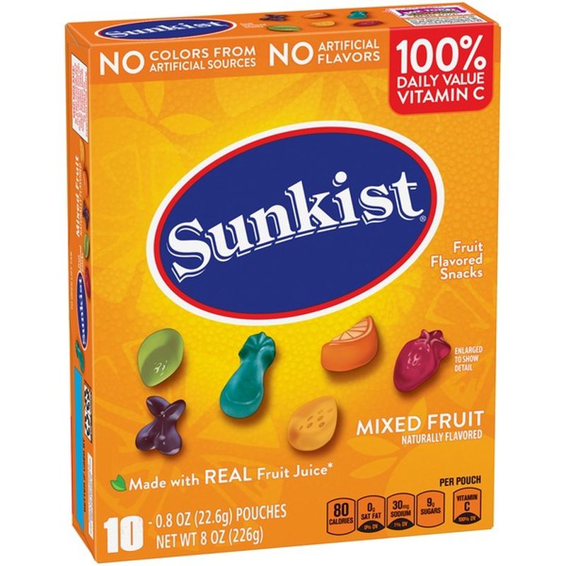 Sunkist Fruit Flavored Snacks, Mixed Fruit (10 each) - Instacart