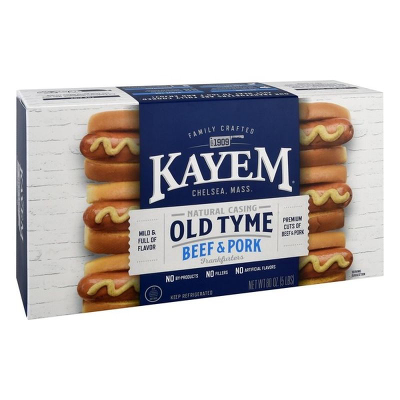 Kayem Frankfurters, Beef & Pork, Old Tyme, Natural Casing (80 oz ...