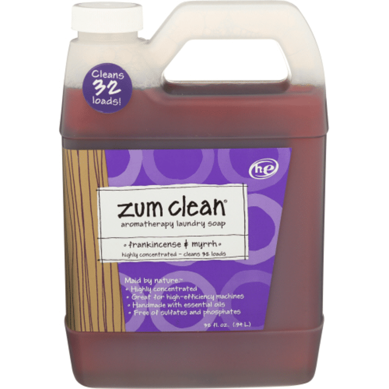 Zum Clean Laundry Soap, Aromatherapy, HE, Frankincense & Myrrh (32 oz ...