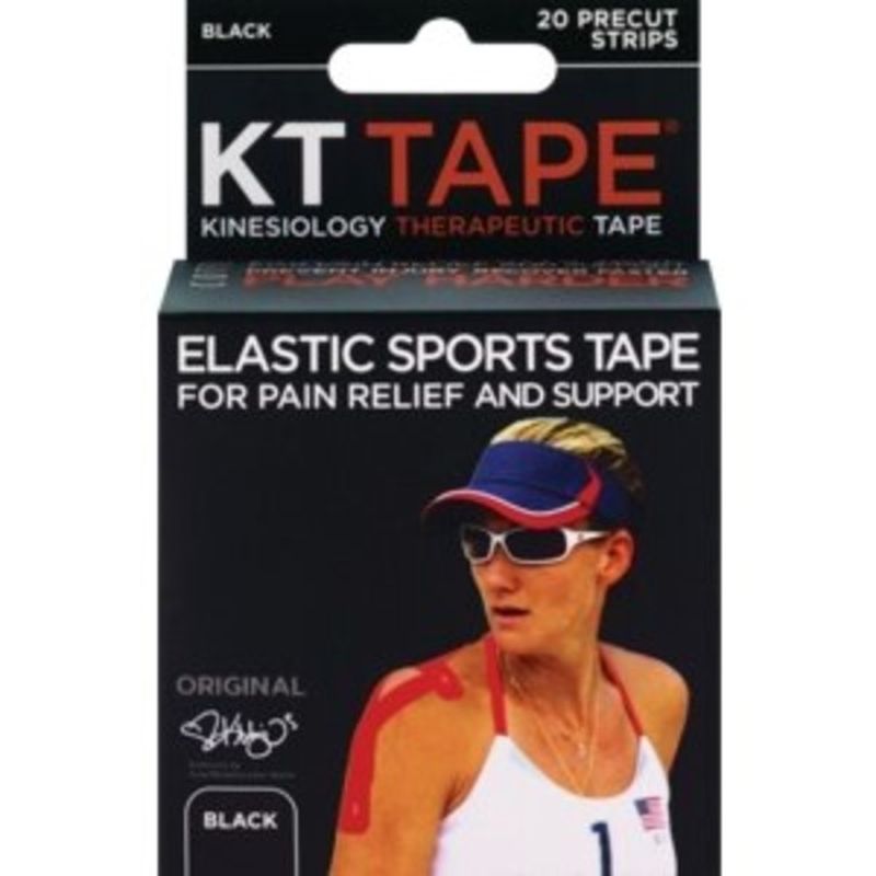 KT Tape 20 Pre cut 10" Strips Black Original Cotton Elastic Kinesiology Therapeutic Sports Tape ...