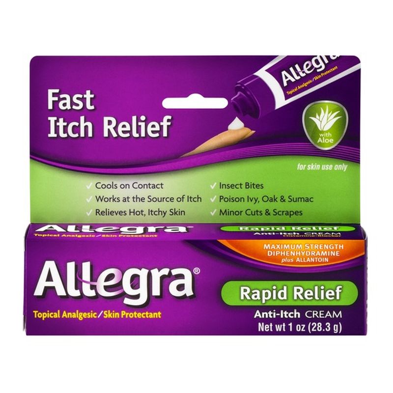 Allegra Topical Analgesic/Skin Protectant Anti-Itch Cream Rapid Relief ...