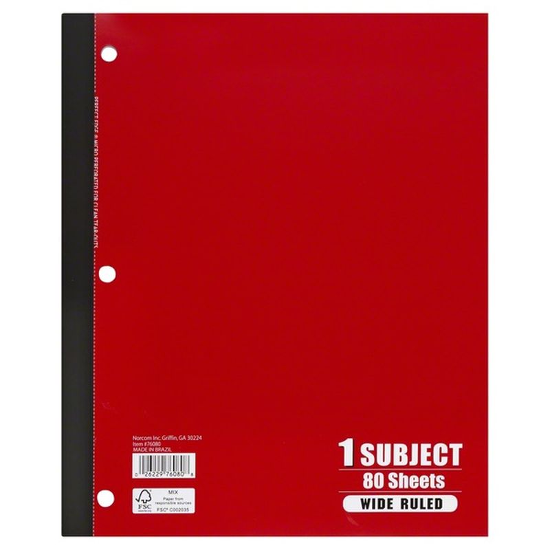 Norcom Notebook, 1 Subject, Wide Ruled, 80 Sheets (1 each) - Instacart
