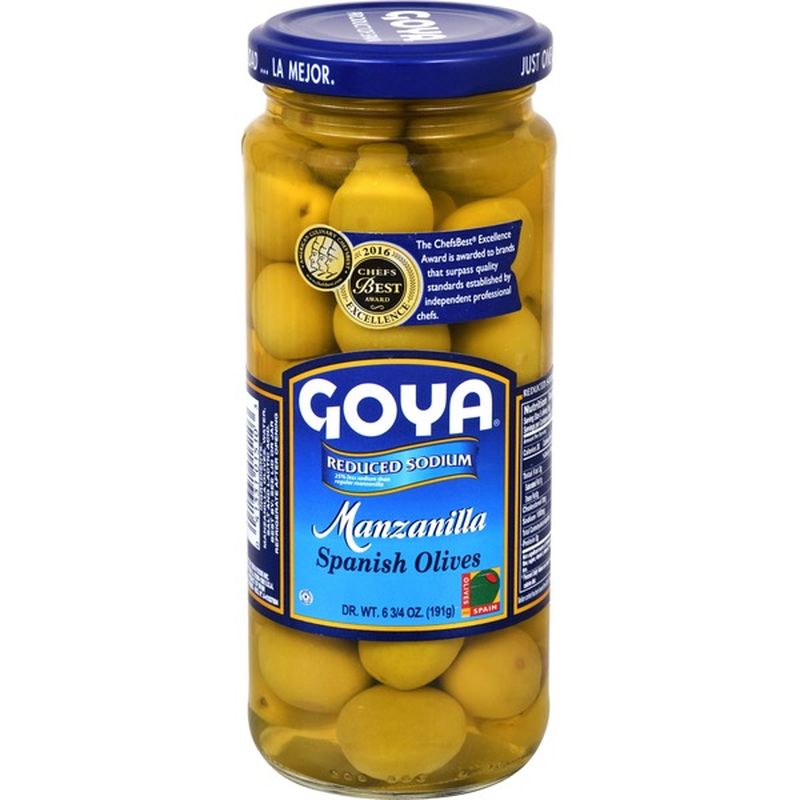 Goya Manzanilla Spanish Olives, Reduced Sodium (6.75 oz) - Instacart
