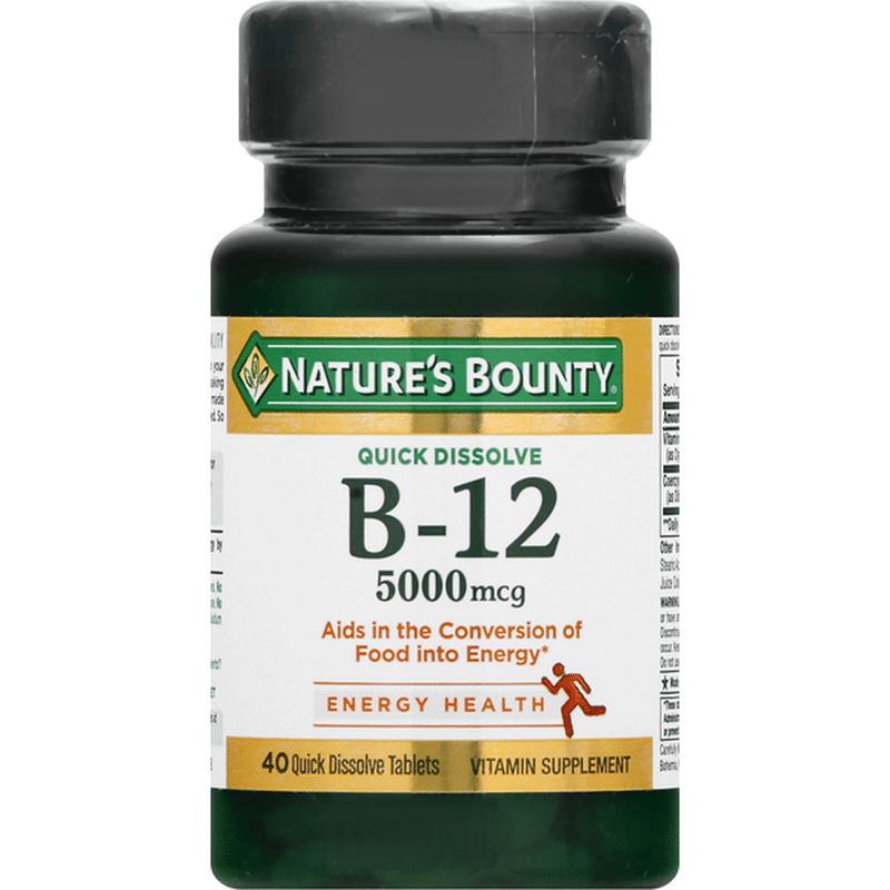Nature s Bounty Vitamin B 12 5000 Mcg Quick Dissolve Tablets 40 Each Nature s Bounty Vitamin B 12 5000 Mcg Quick Dissolve Tablets 40 Each