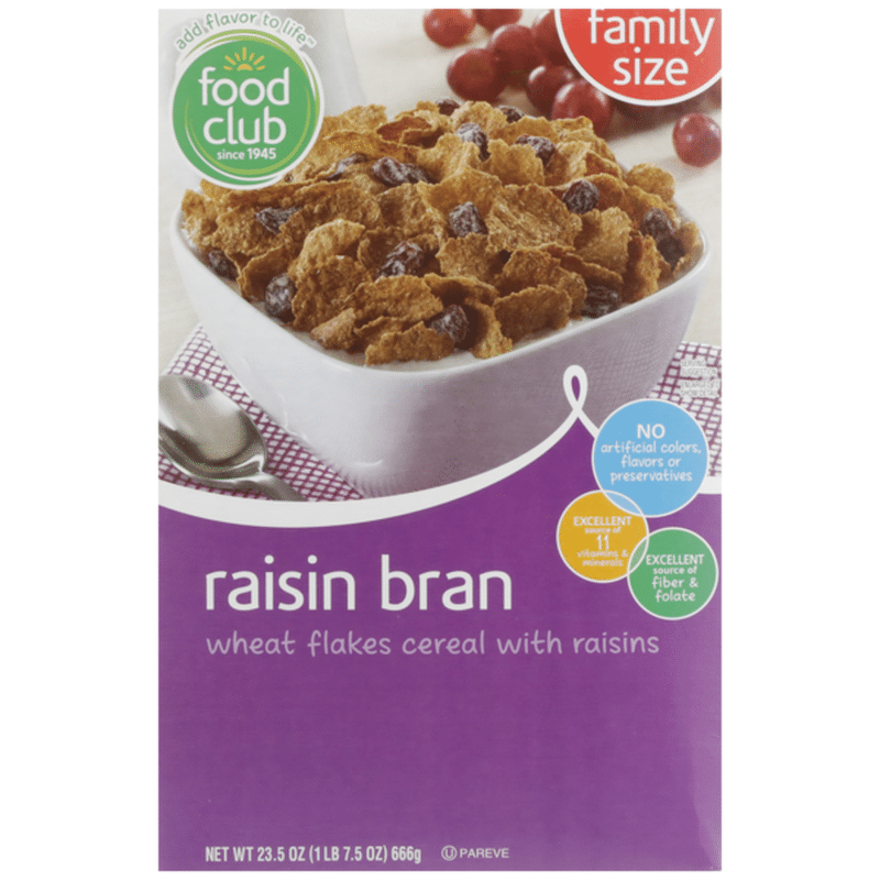 Food Club Raisin Bran Wheat Flakes Cereal With Raisins (23.5 oz ...