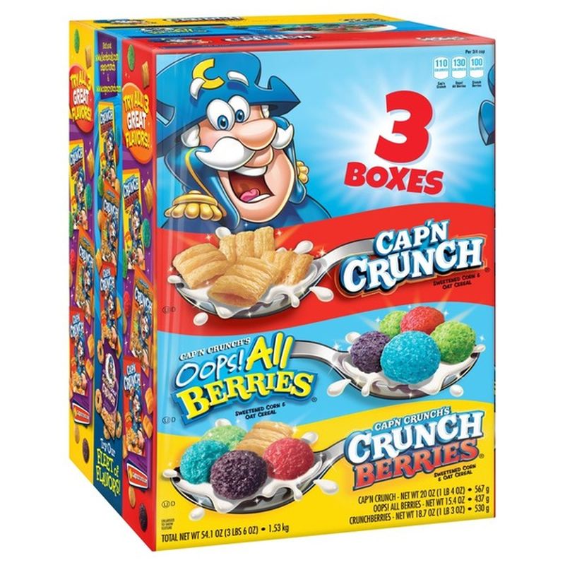 Cap'N Crunch Sweetened Corn & Oat Cereal Variety Pack (3.3 lb) Delivery ...