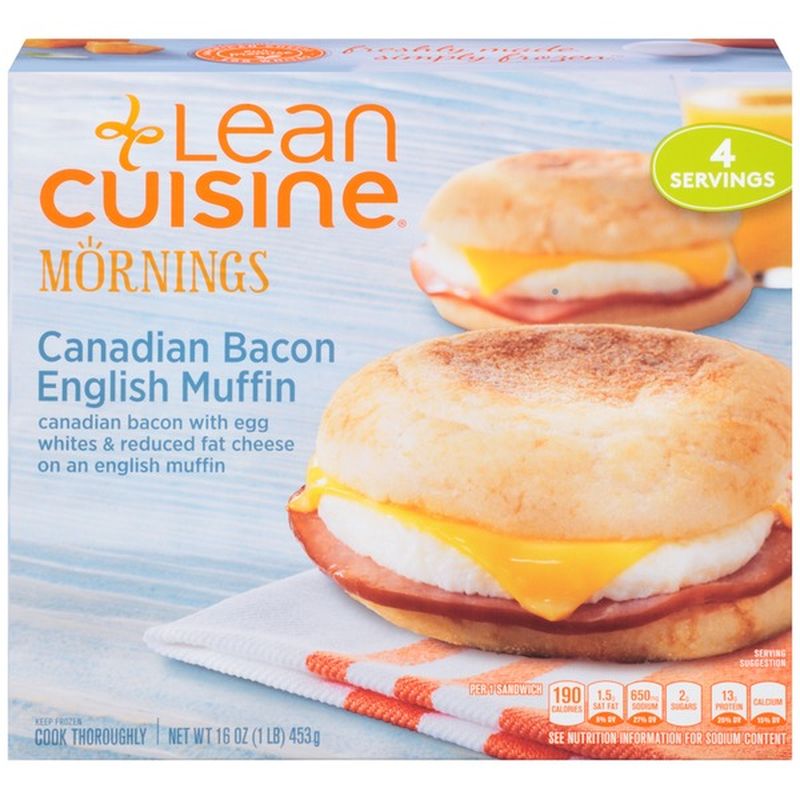 Lean Cuisine Mornings Canadian bacon with egg whites and reduced fat ... Lean Cuisine Mornings Canadian bacon with egg whites and reduced fat ...