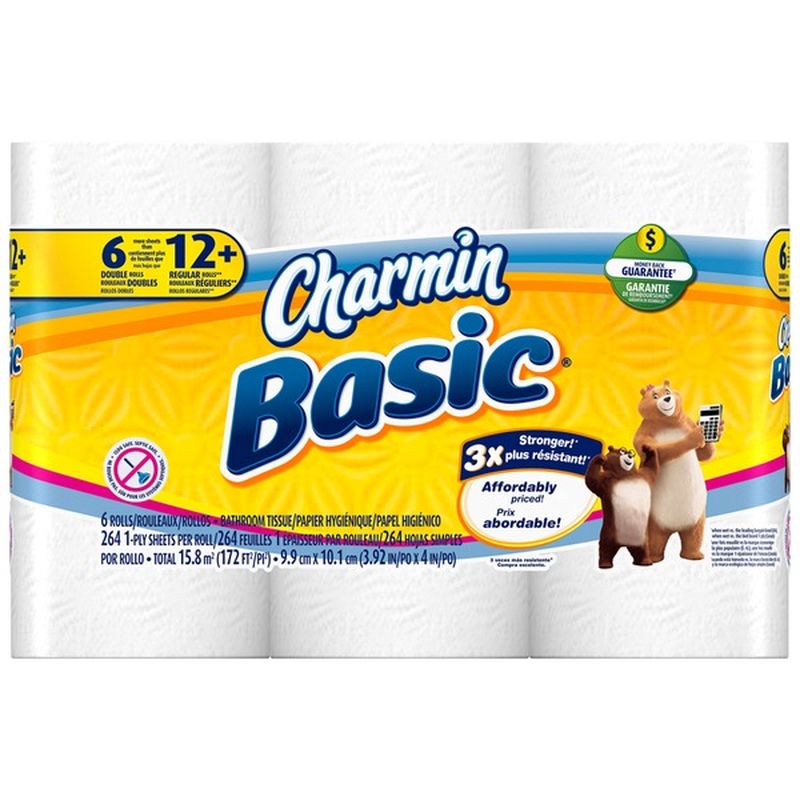 Charmin Basic Charmin Basic™ Toilet Paper 6 Double Rolls Toilet Tissue ...
