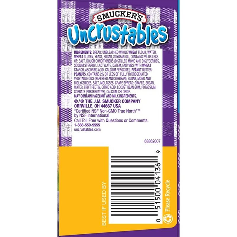 Smucker's Reduced Sugar Uncrustables Spread Sandwiches Peanut Butter ... Smucker's Reduced Sugar Uncrustables Spread Sandwiches Peanut Butter ...