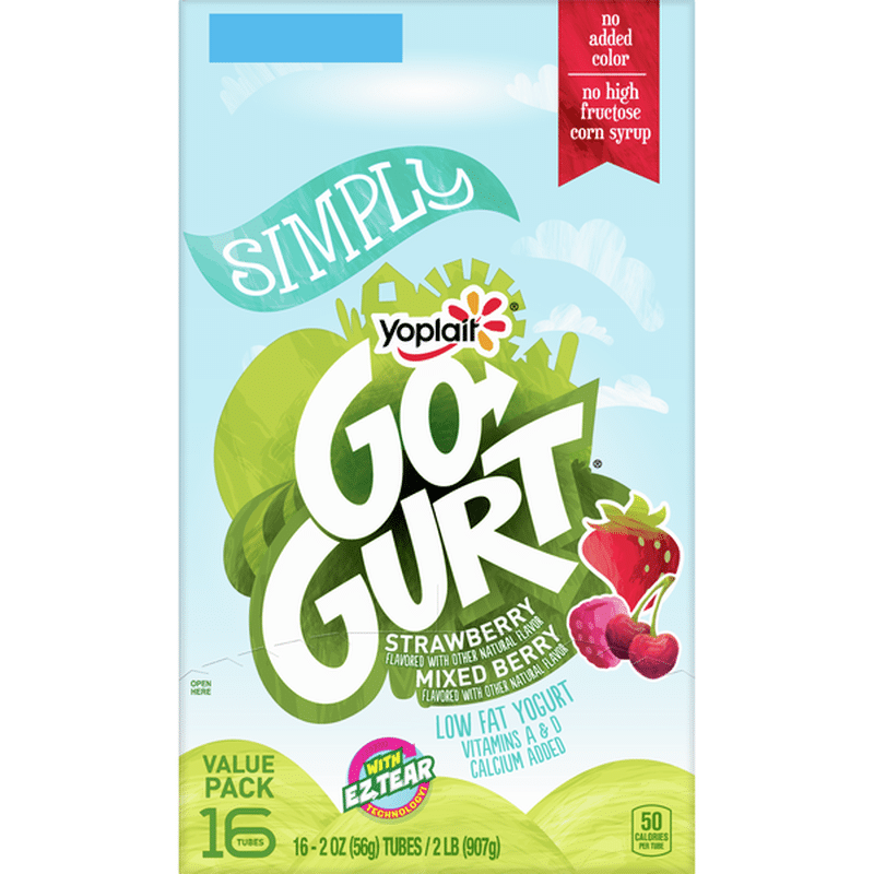 Yoplait Go-Gurt, Simply Berry Portable Low Fat Yogurt Variety Pack ...